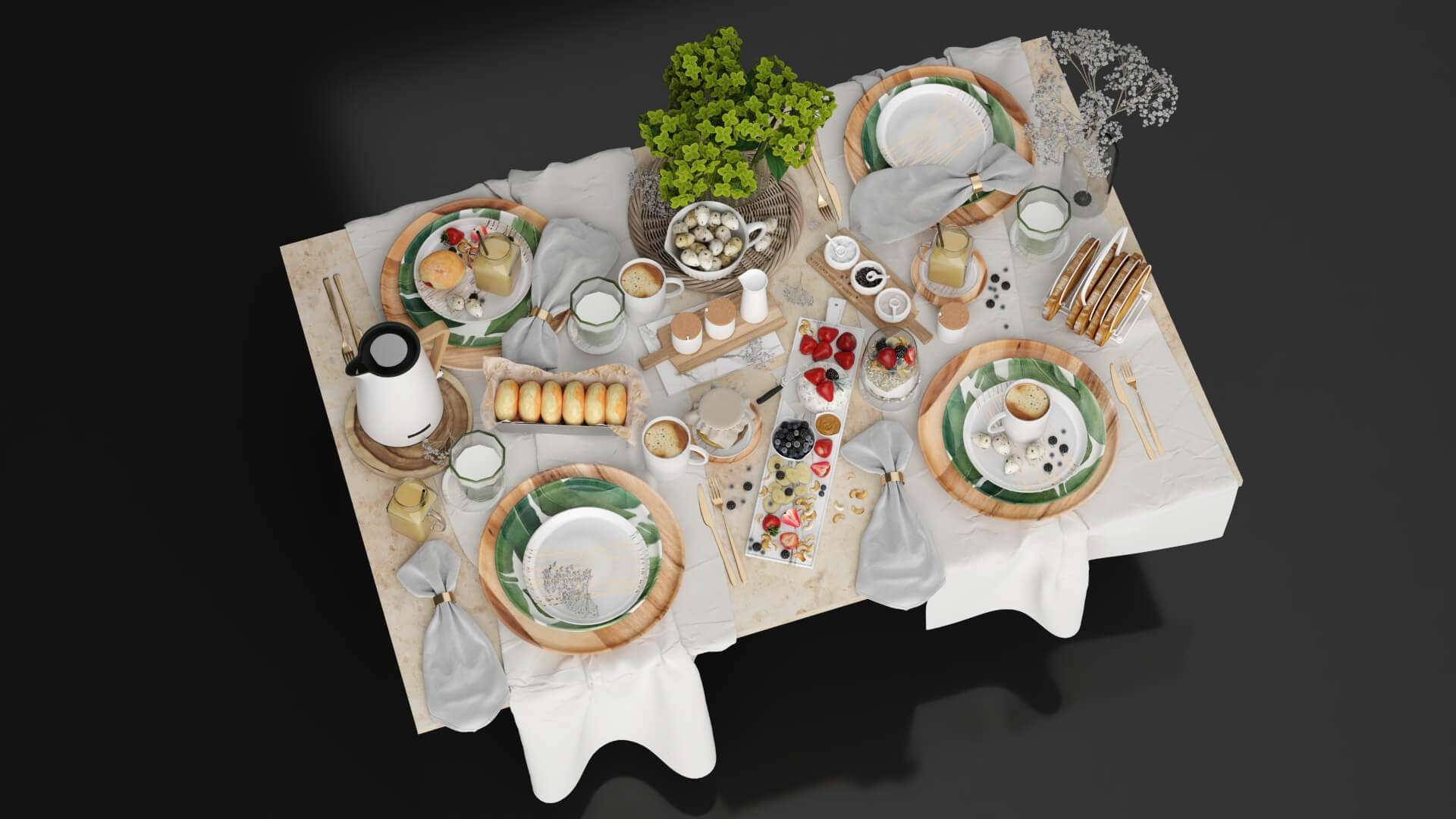 Breakfast Food Set 11 3D Render, Digital Art by Smart3DModels