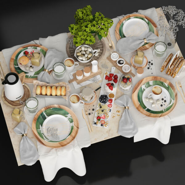 Breakfast set 14 3D Render, Digital Art by Smart3DModels