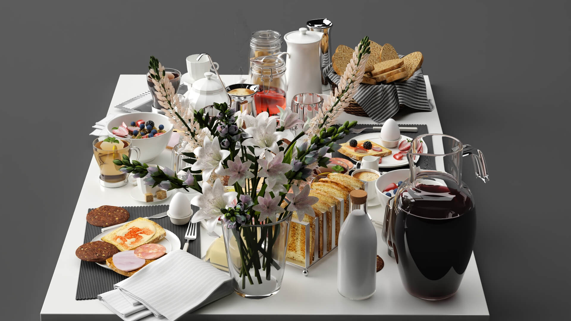 Breakfast Set 21 3D Render, Digital Art by Smart3DModels