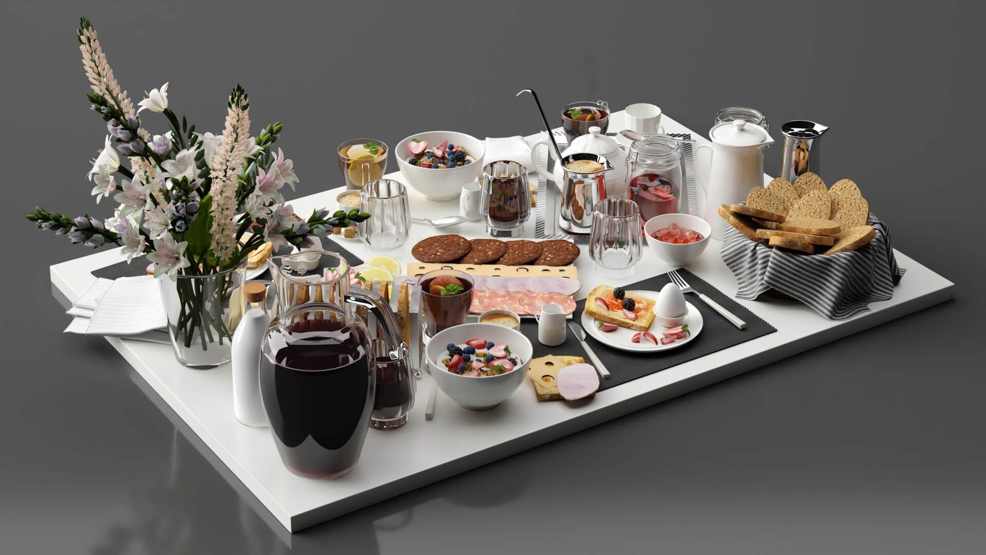 Breakfast Set 21 3D Render, Digital Art by Smart3DModels