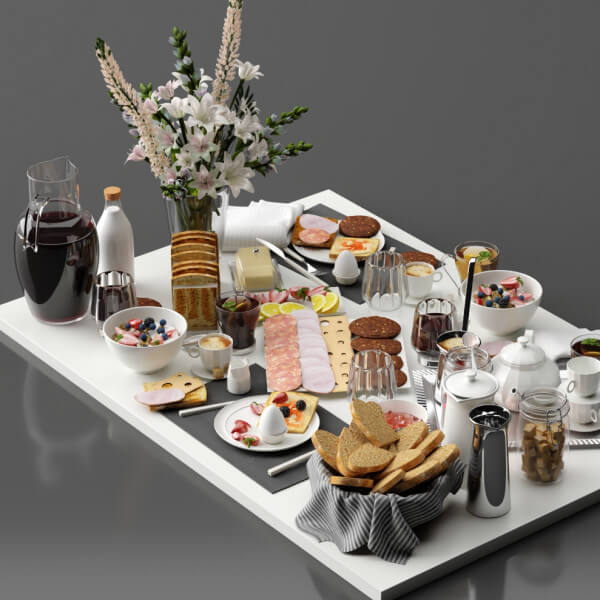 Breakfast Food Set 11 3D Render, Digital Art by Smart3DModels