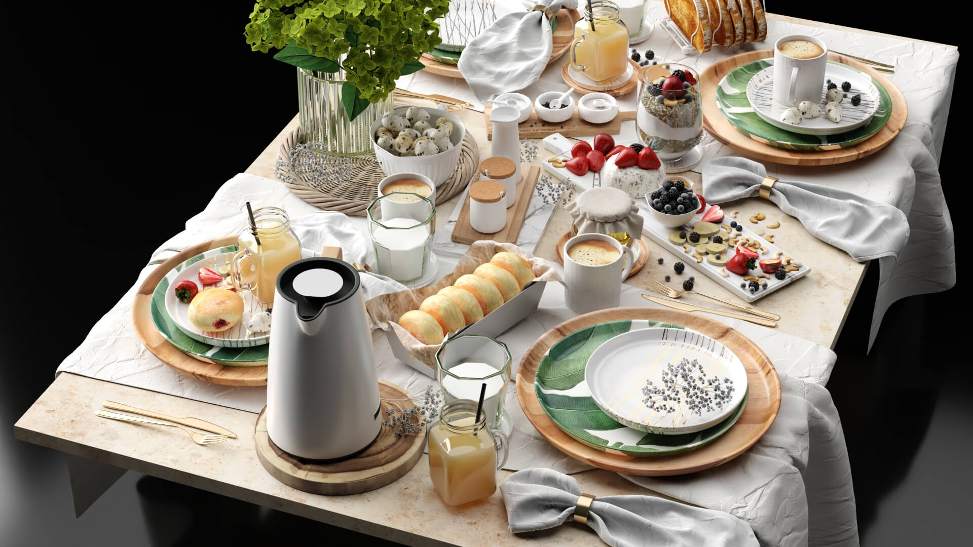 Modern tableware food combination 19 3D Render by Smart3DModels