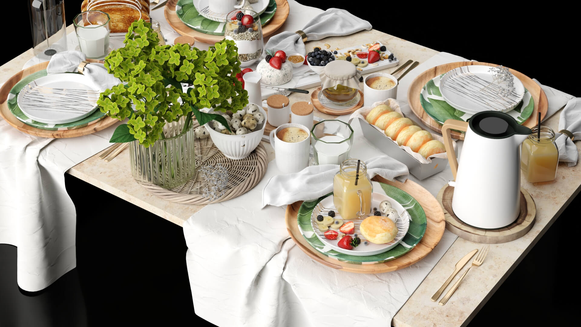 Modern tableware food combination 19 3D Render by Smart3DModels