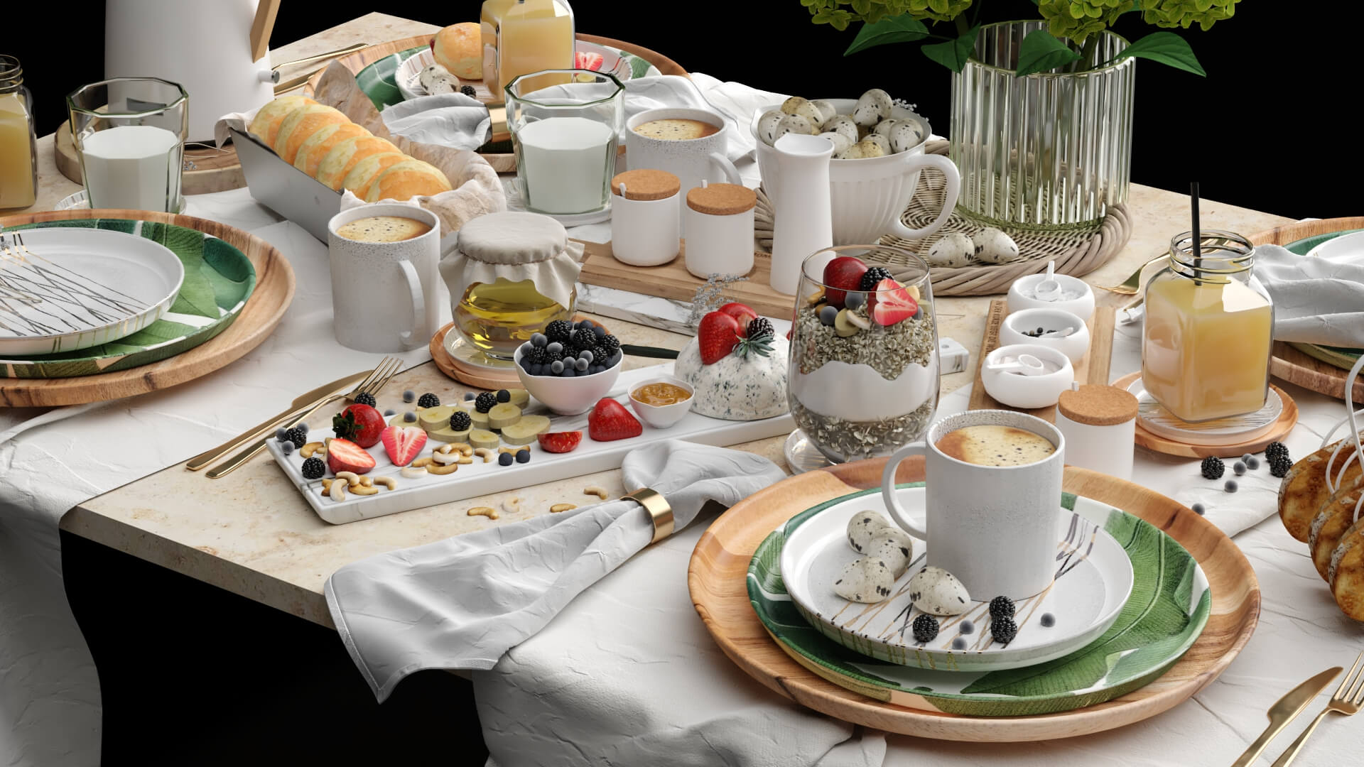 Modern tableware food combination 19 3D Render by Smart3DModels