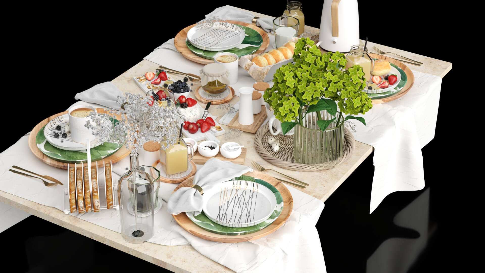 Modern tableware food combination 19 3D Render by Smart3DModels