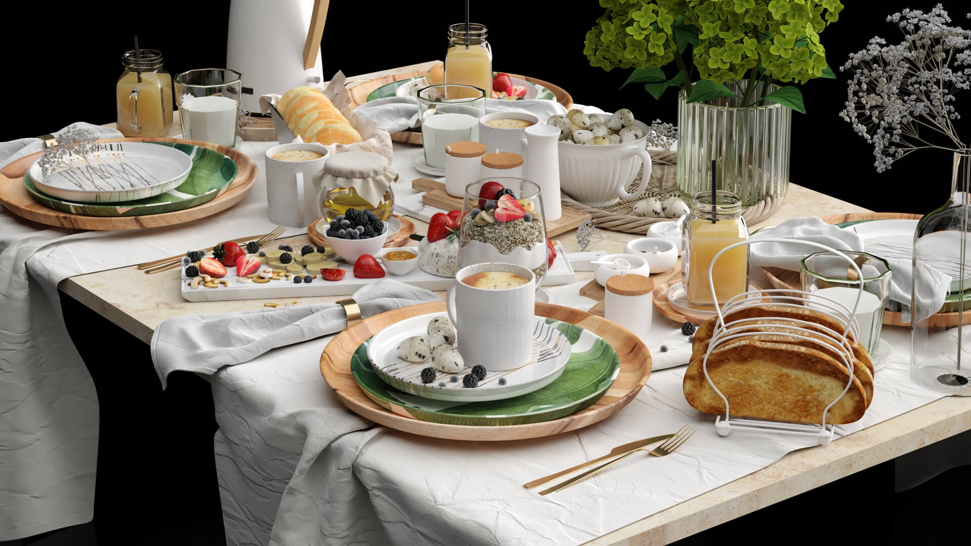 Modern tableware food combination 19 3D Render by Smart3DModels