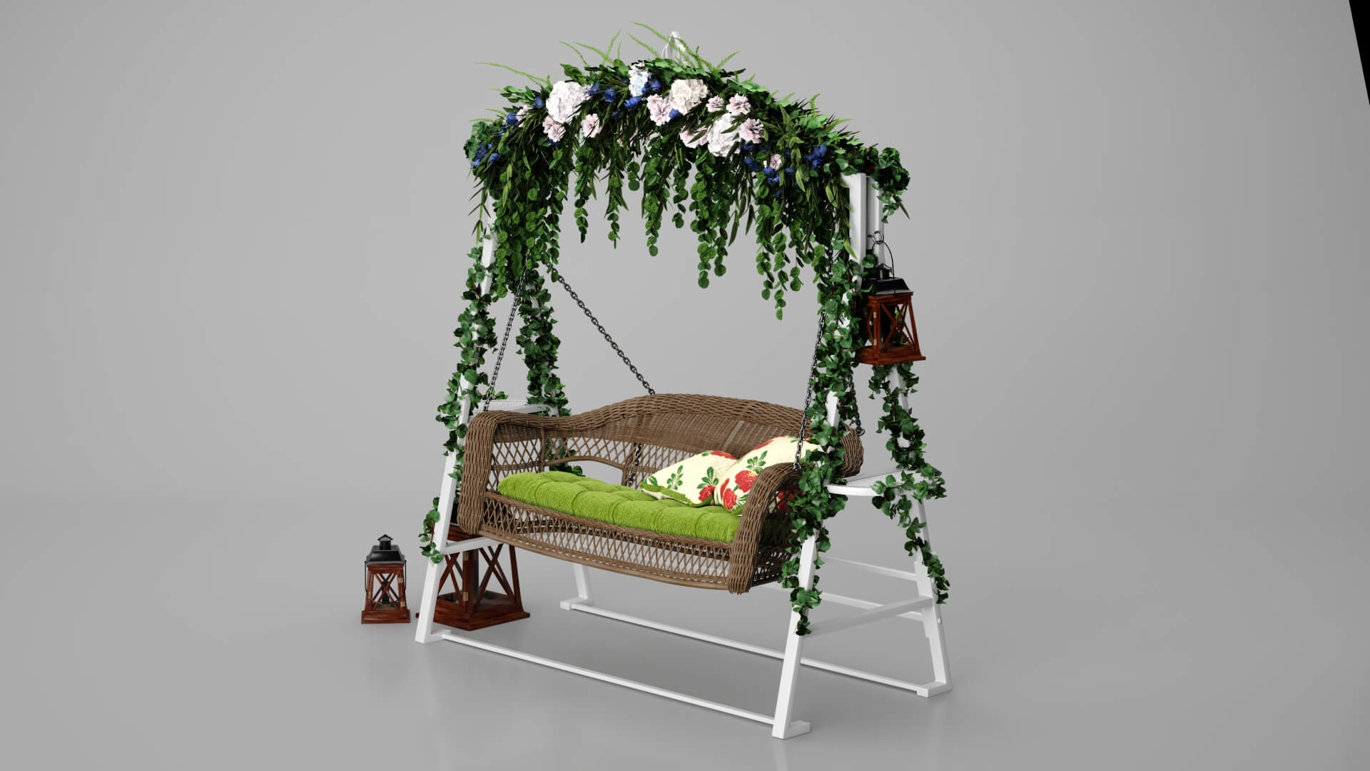 Garden Swing With Flowers - 3D Model by Smart3DModels