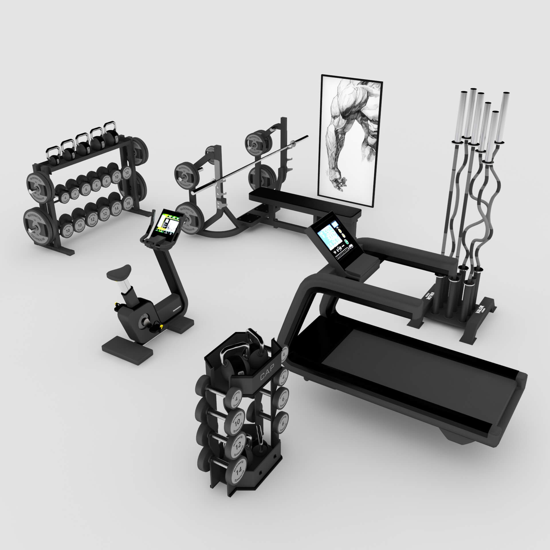 Gym Equipment - 3D Model by Smart3DModels
