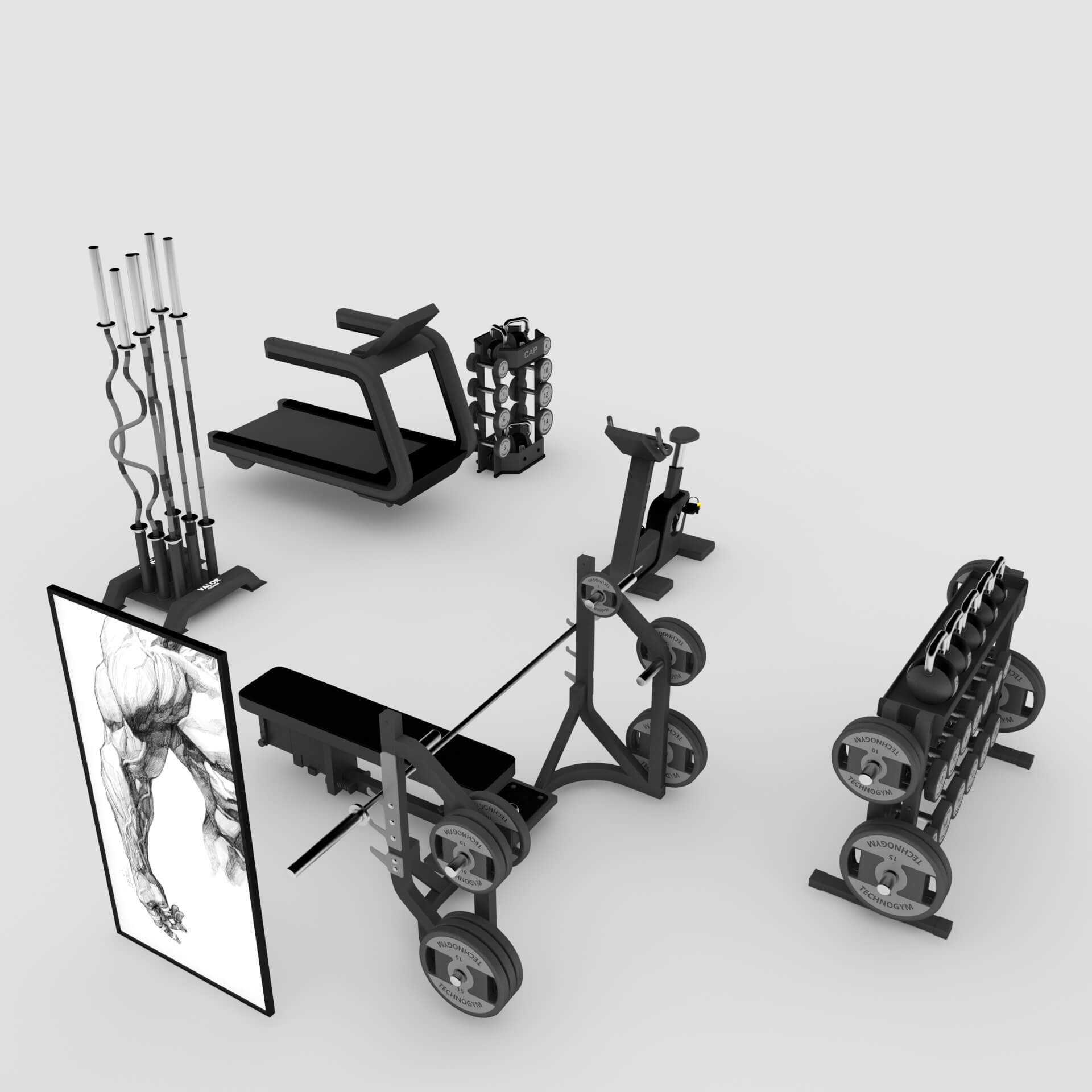 Gym Equipment - 3D Model by Smart3DModels