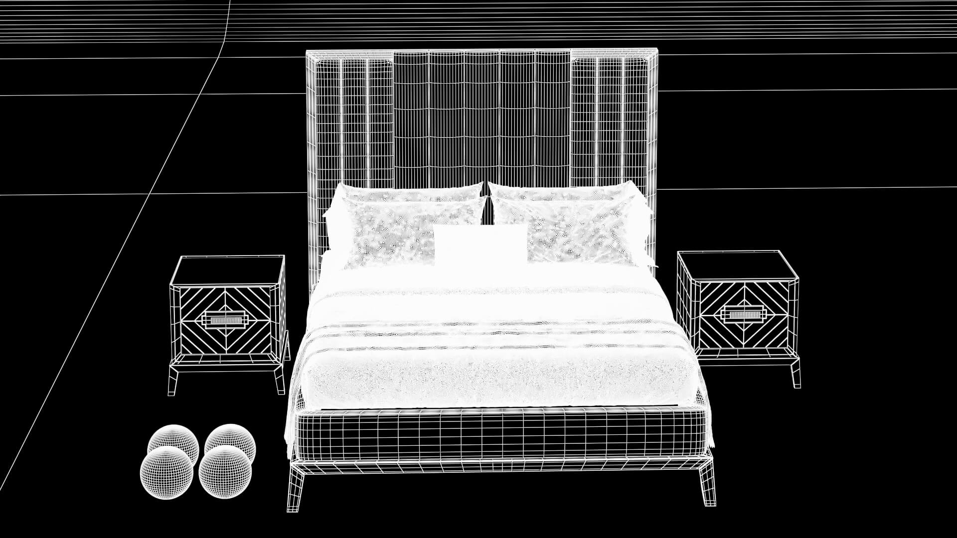 High End Art Deco Style Bed - 3D Model by Smart3DModels