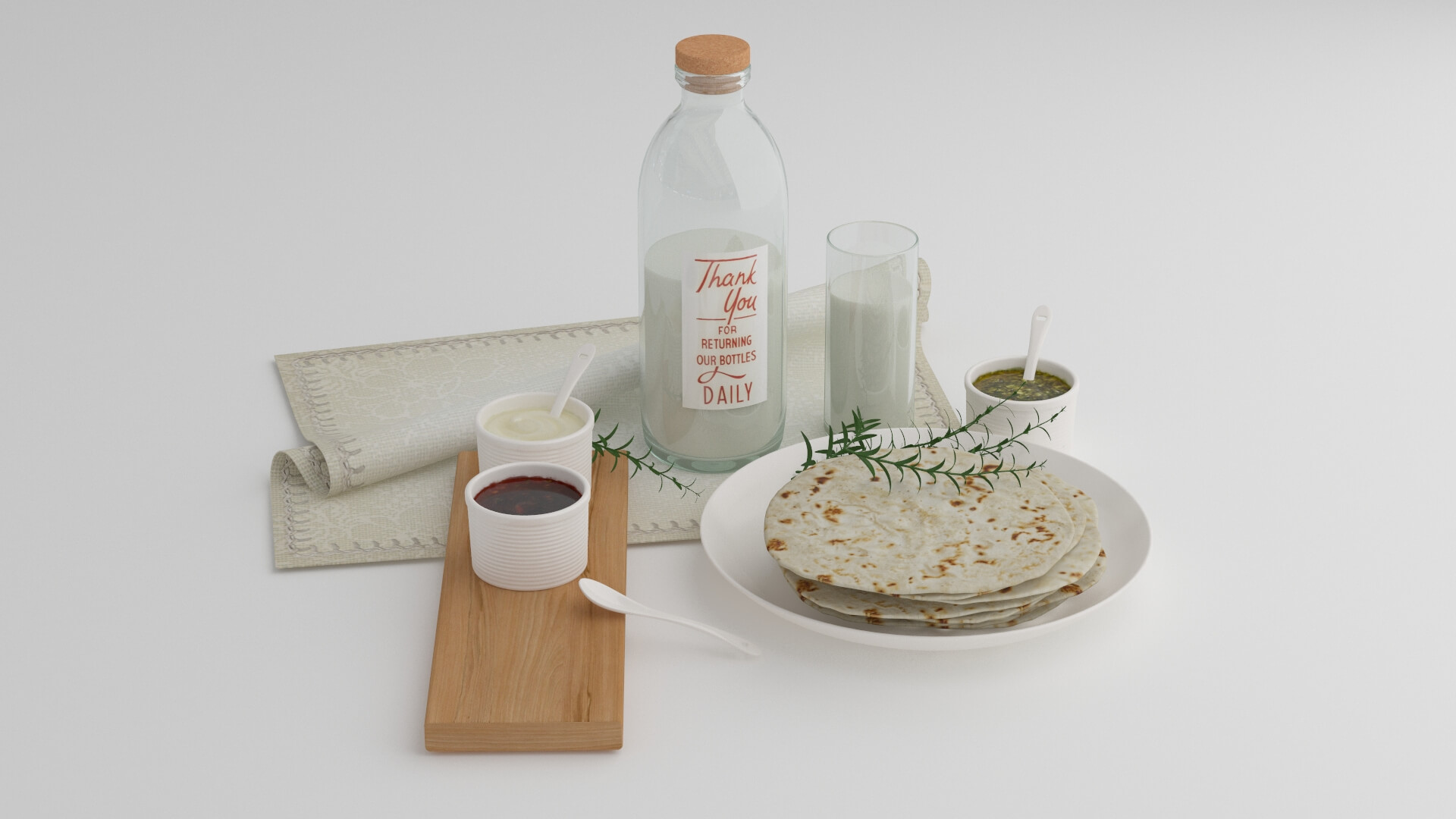 Milk and Cakes - 3D Model by Smart3DModels