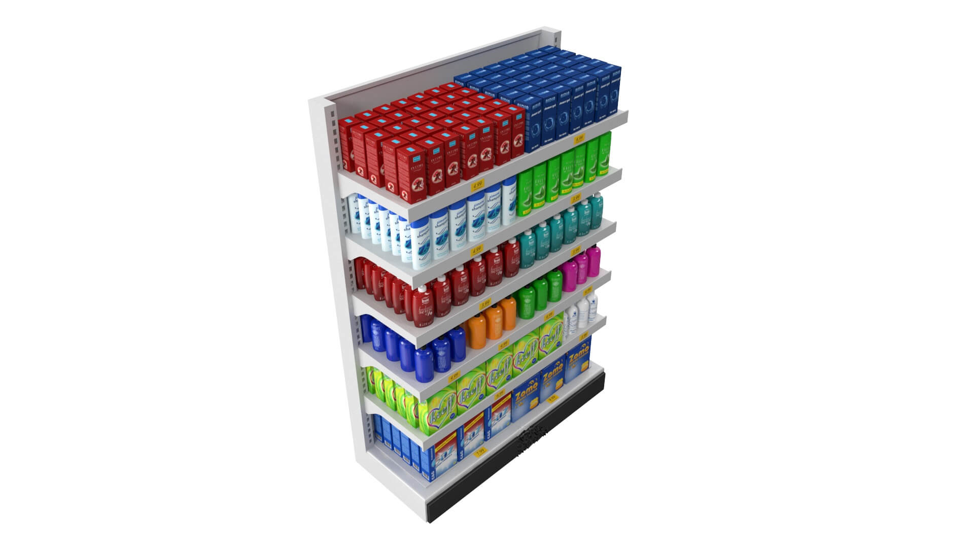 Supermarket Shampoos Shelf - 3D Model by Smart3DModels