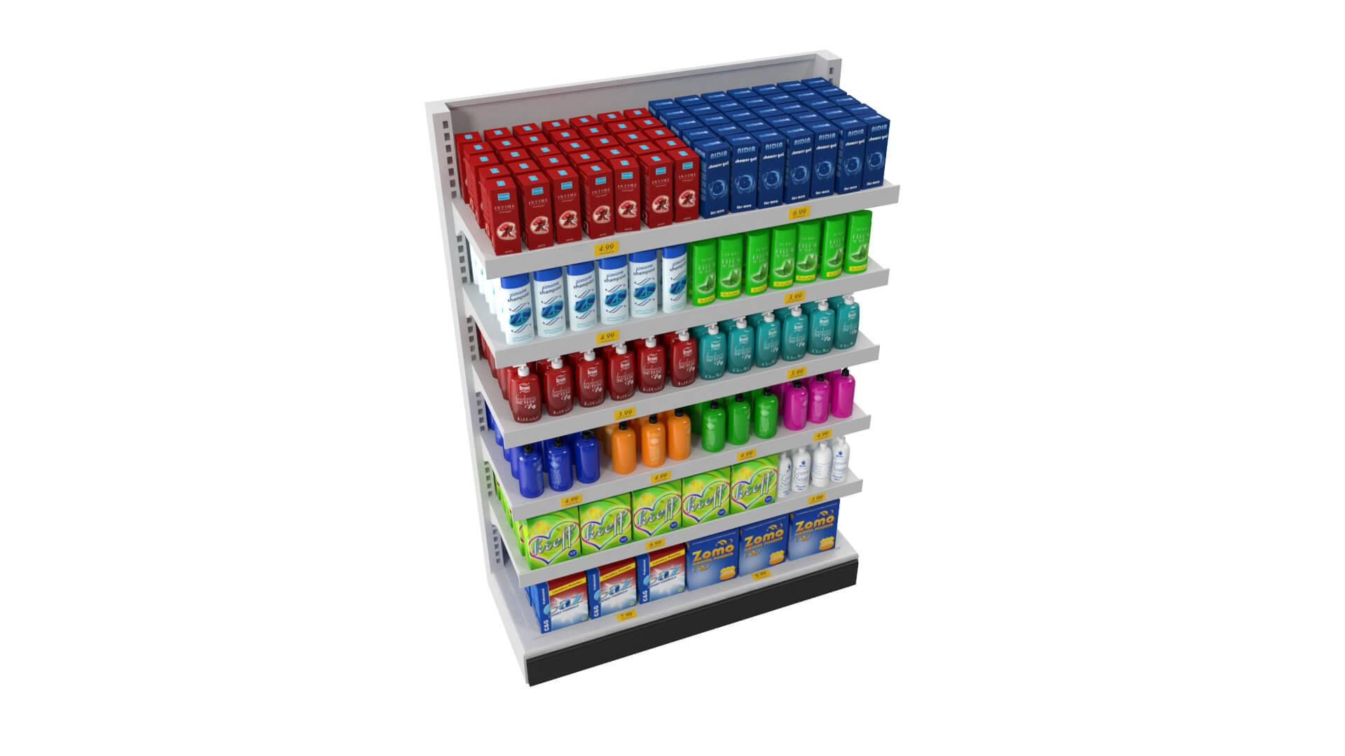 Supermarket Shampoos Shelf - 3D Model by Smart3DModels
