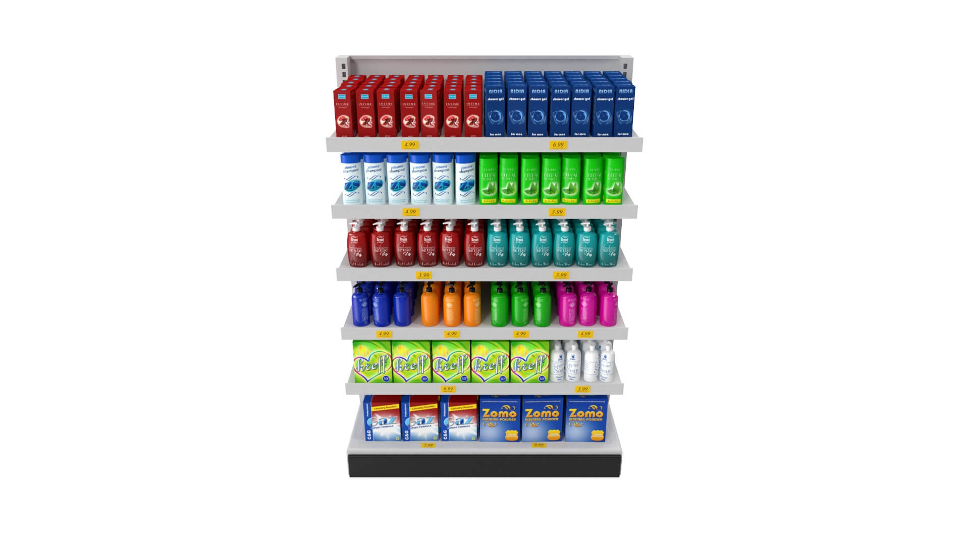 Supermarket Shampoos Shelf - 3D Model by Smart3DModels