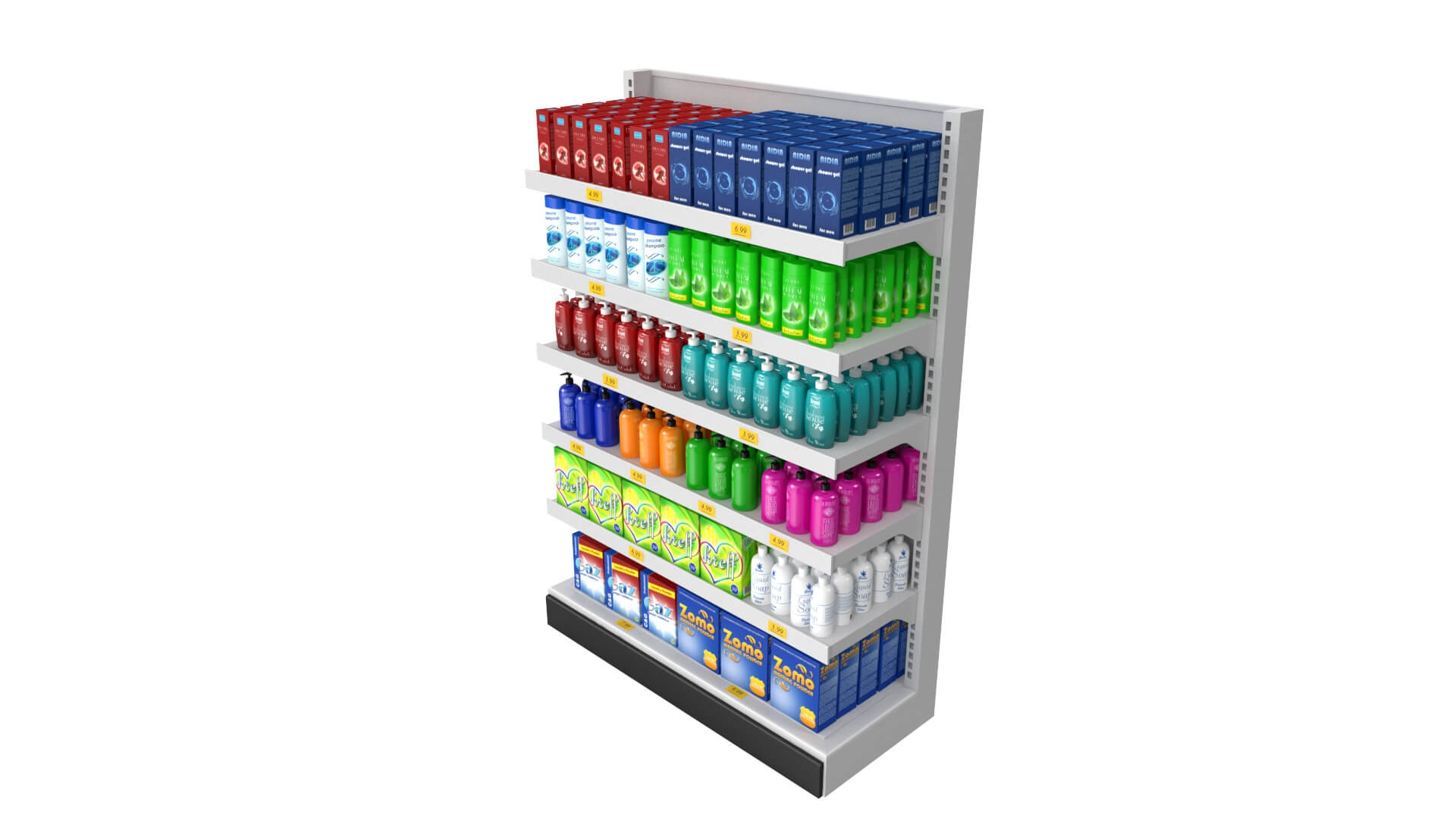 Supermarket Shampoos Shelf - 3D Model by Smart3DModels