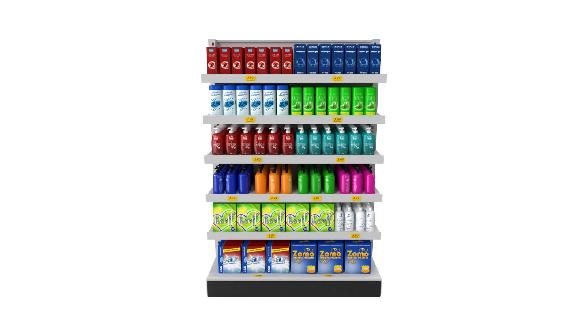 Supermarket Shampoos Shelf - 3D Model by Smart3DModels