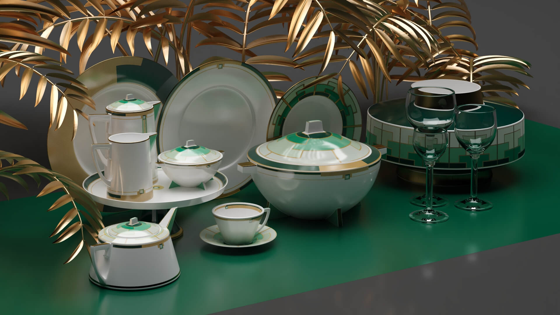 Tea Set & Teapots - 3D Model by Smart3DModels