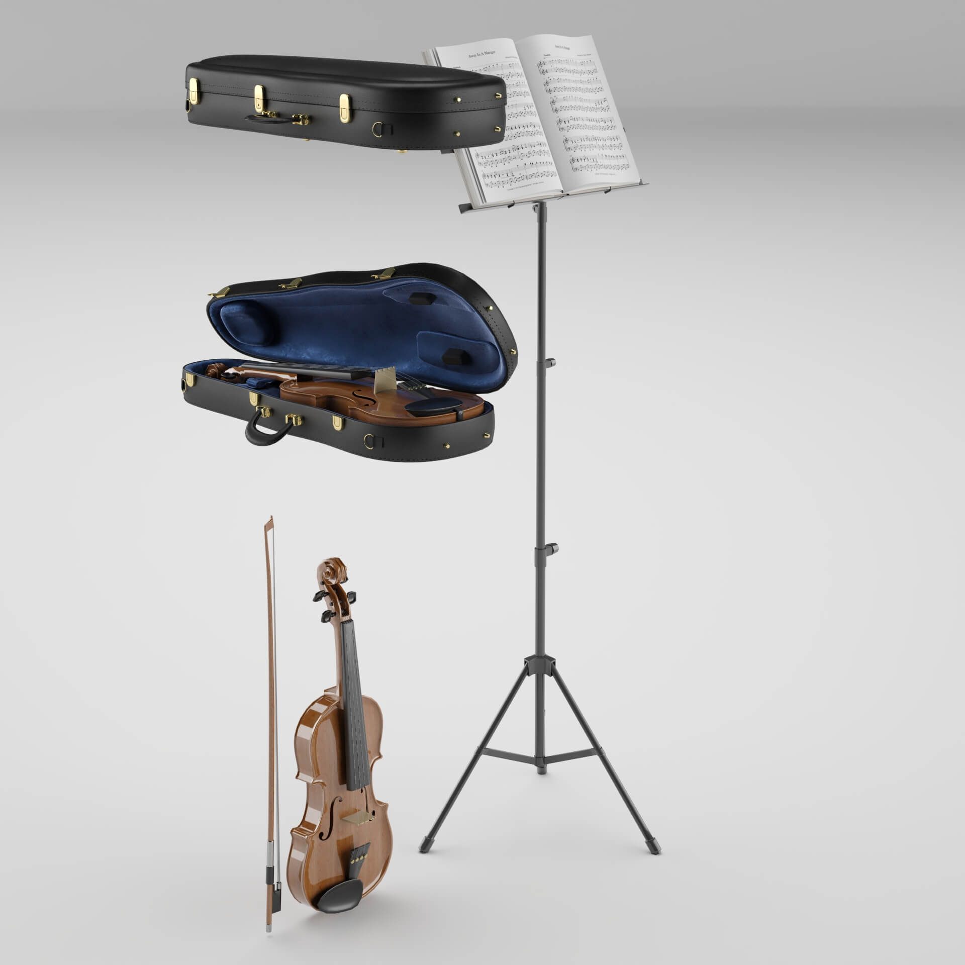 The Violin With Case - 3D Model by Smart3DModels