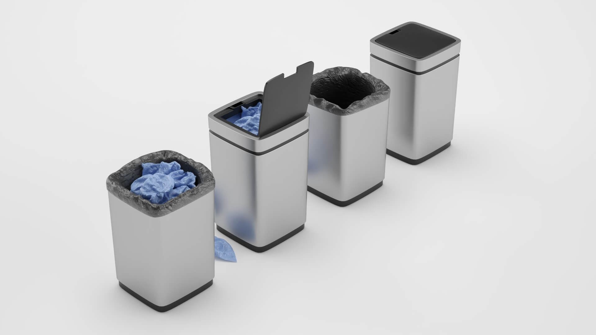 Trash Cans Set - 3D Model by Smart3DModels