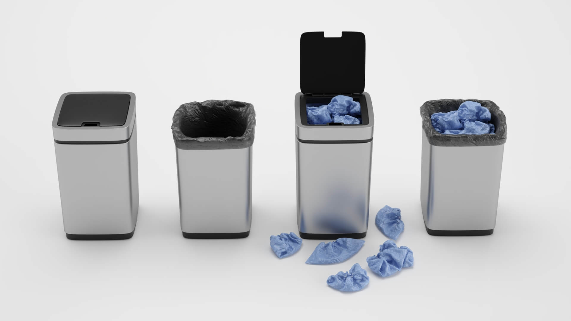 Trash Cans Set - 3D Model by Smart3DModels