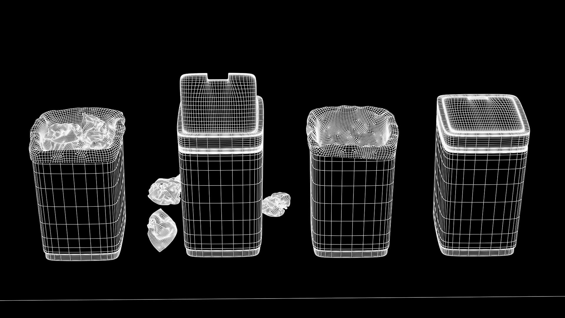 Trash Cans Set - 3D Model by Smart3DModels