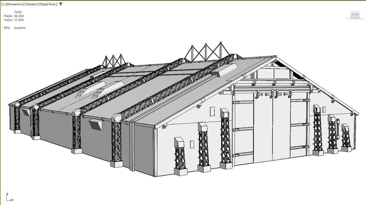 Concrete Hangar - 3D Model by Sobul