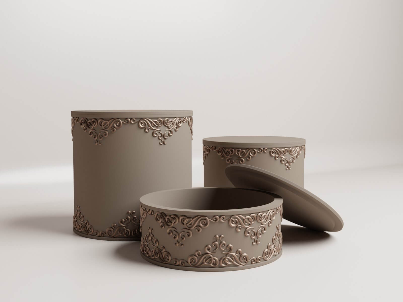 Set of Boxes with Lids - 3D Print Model by Sofi-art