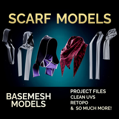 15+ Scarf and Hooded Scarf Basemesh Models - 3D Model by Soheil3DSales