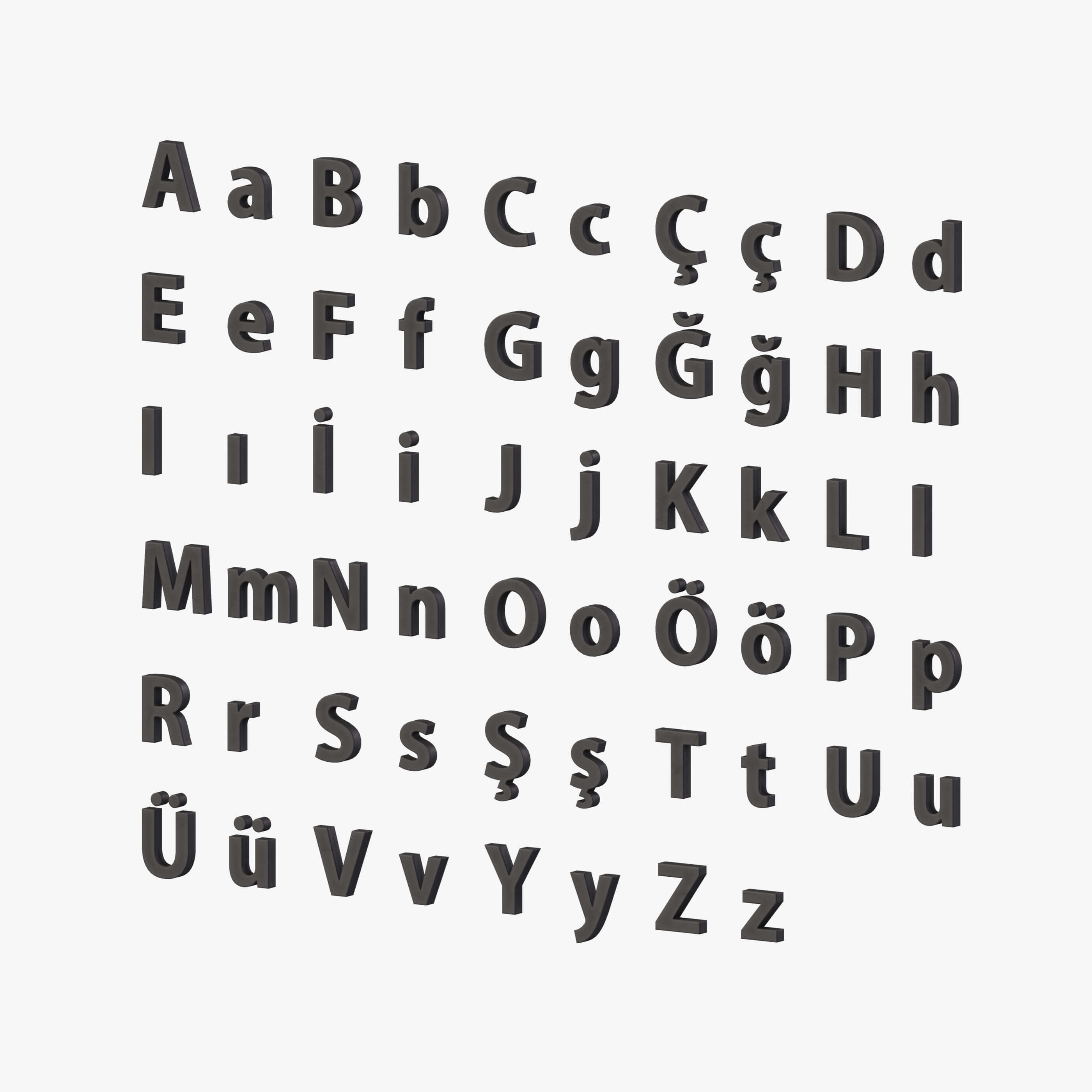 Turkish Latin Alphabet - YAL 3D Model by solo_GRV