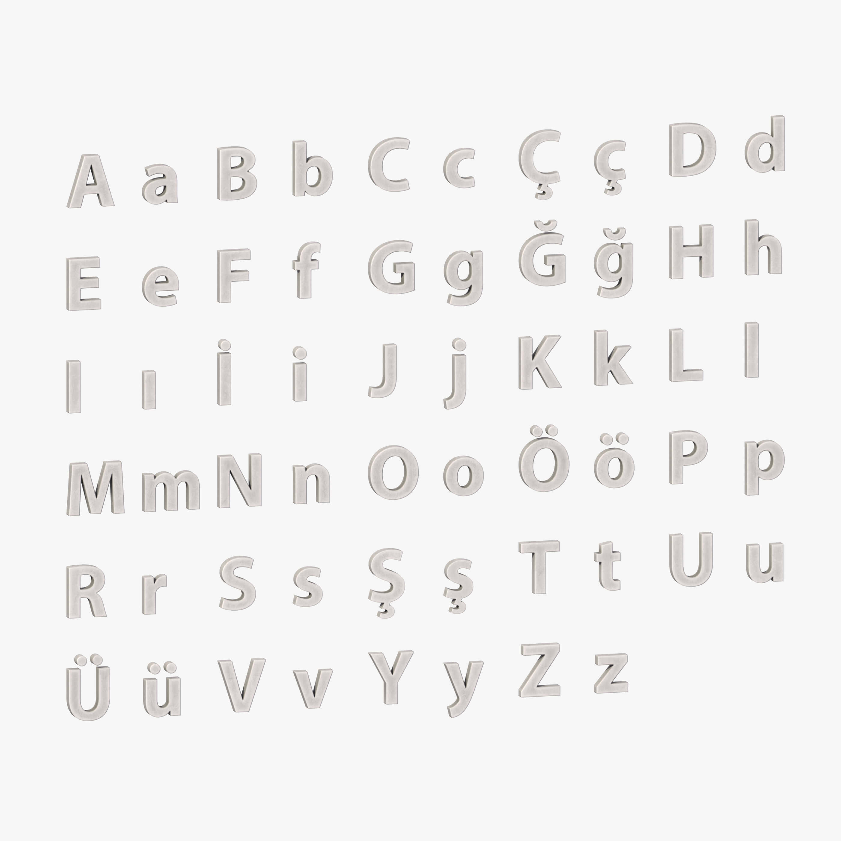 Turkish Latin Alphabet - YAL 3D Model by solo_GRV