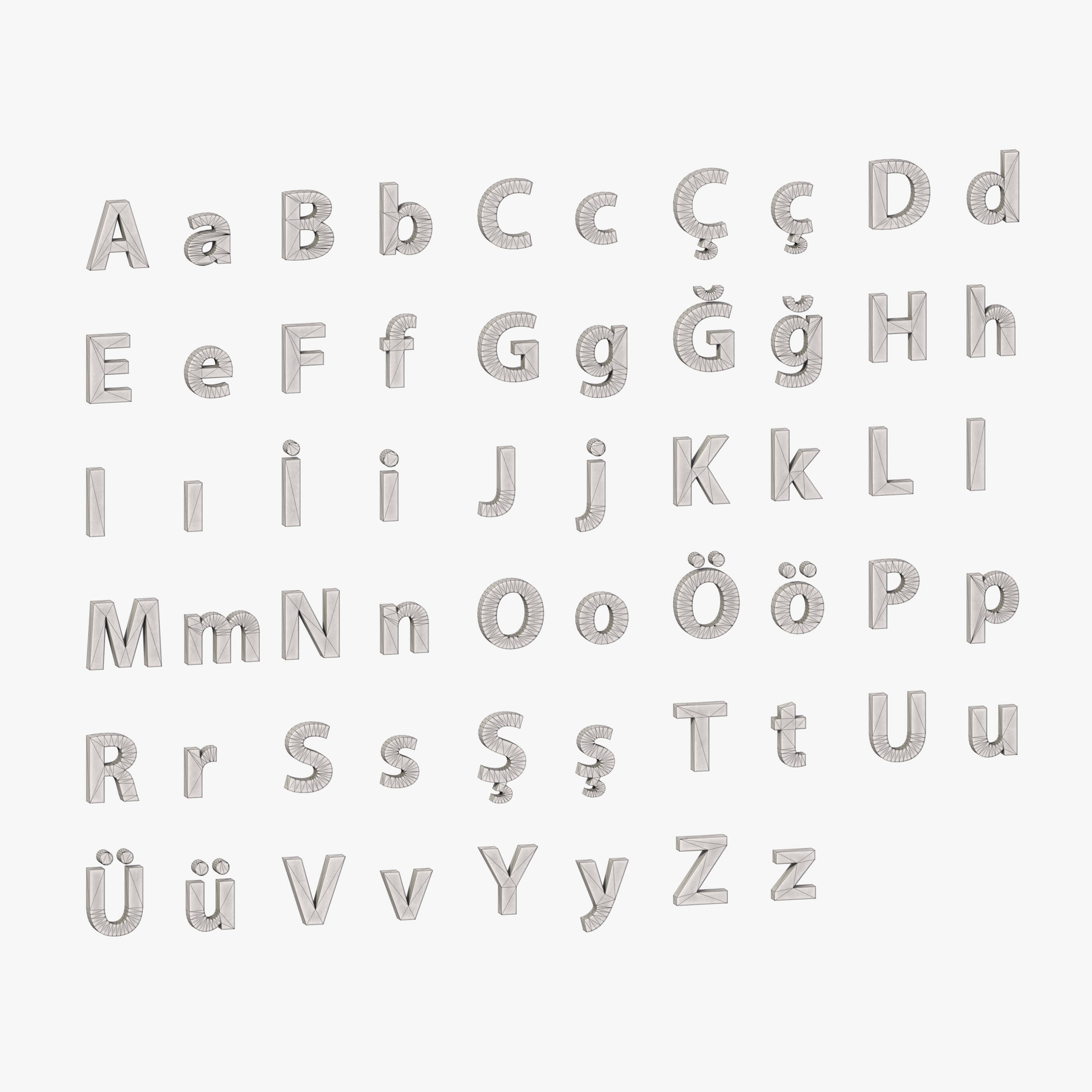 Turkish Latin Alphabet - YAL 3D Model by solo_GRV