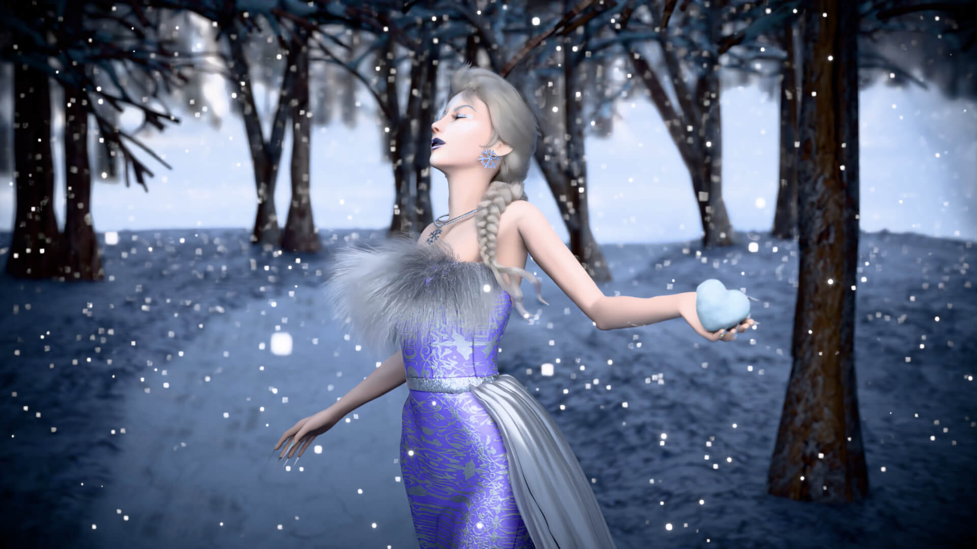 Magical Snow 3D Render, Digital Art by Soni4ka