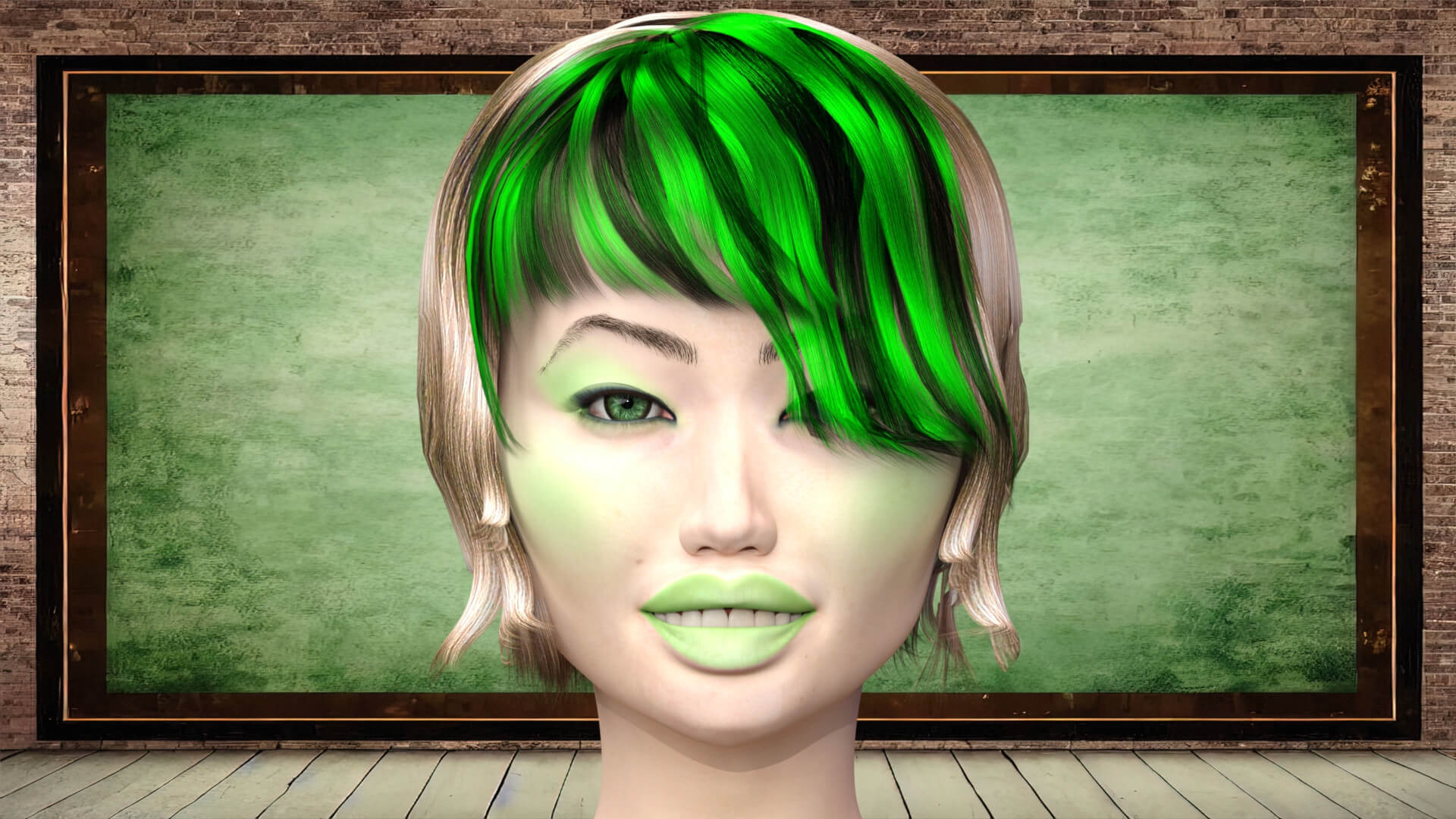 Portrait in green 3D Render, Digital Art by sonny-conner