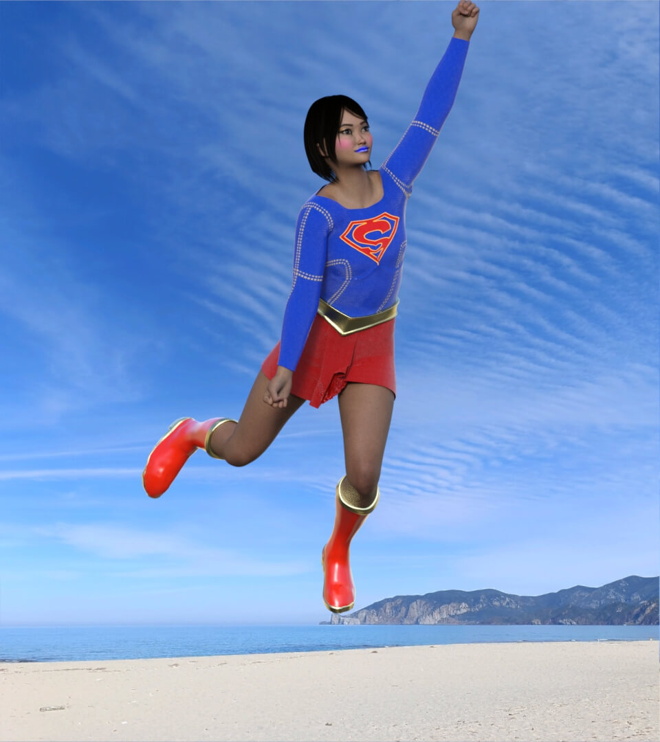 Super Amy up up and away 3D Render, Digital Art by sonny-conner