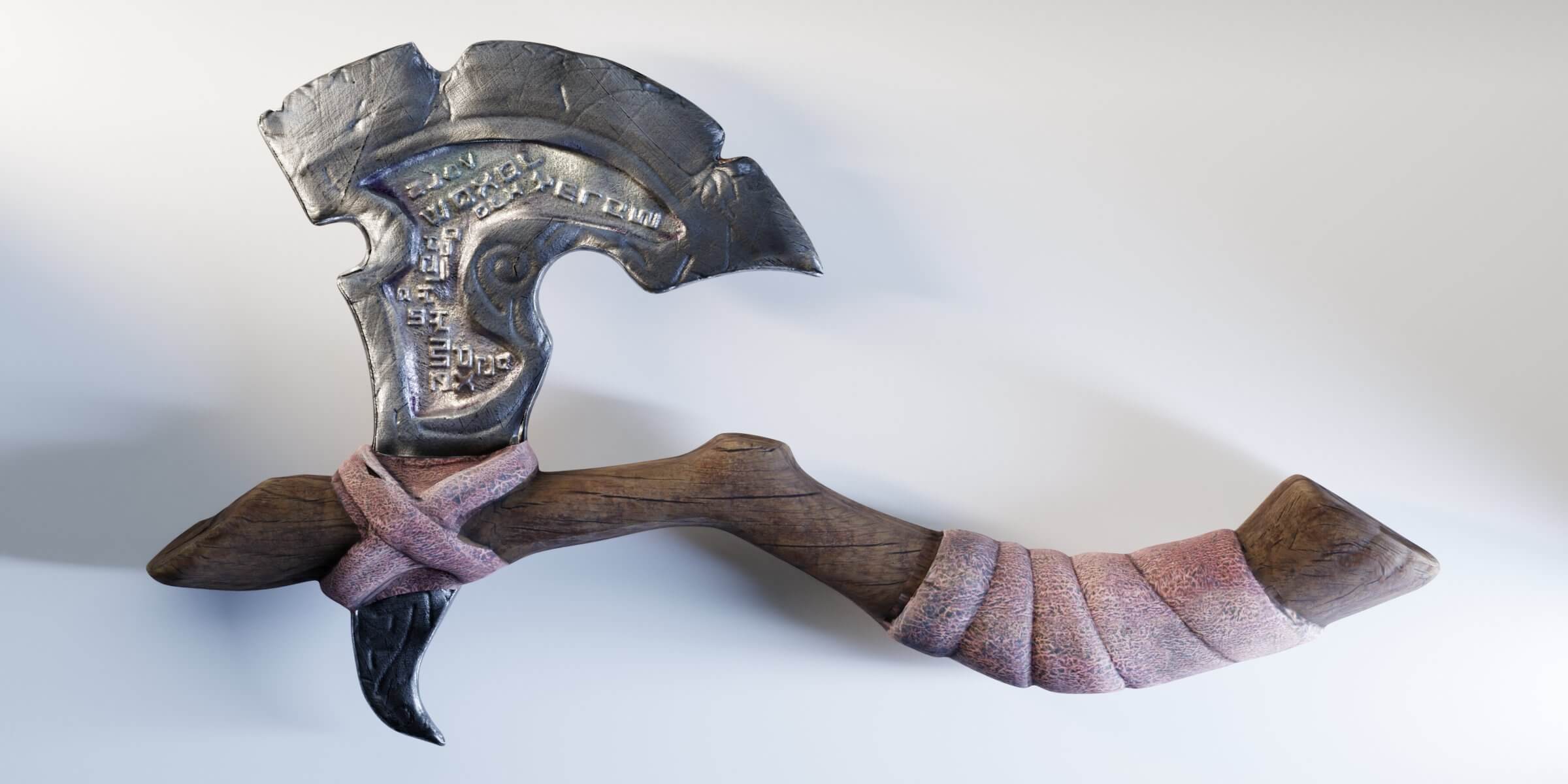 Carved Runed Worn Hand Axe - 3D Model by sono2000