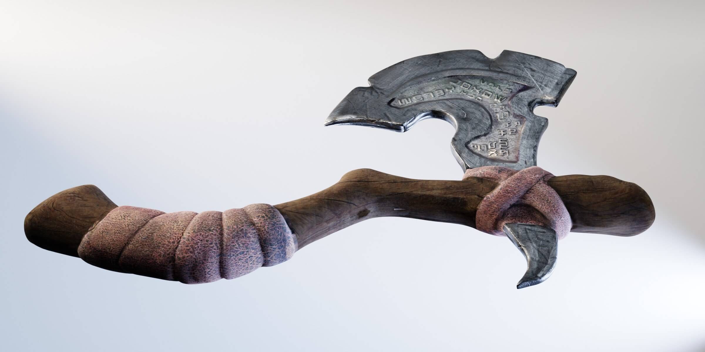 Carved Runed Worn Hand Axe - 3D Model by sono2000