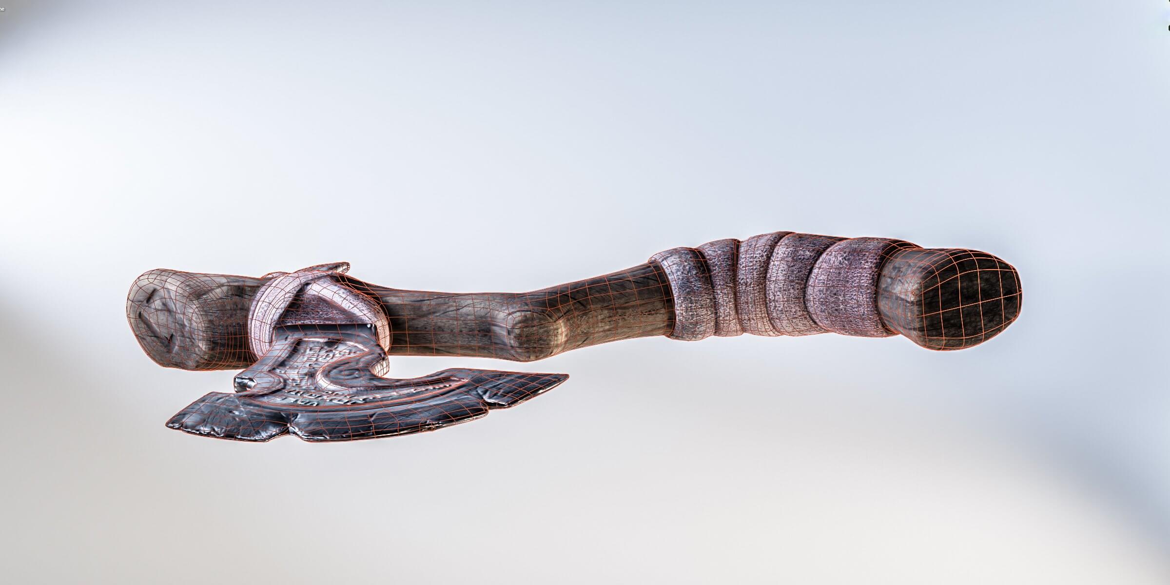 Carved Runed Worn Hand Axe - 3D Model by sono2000