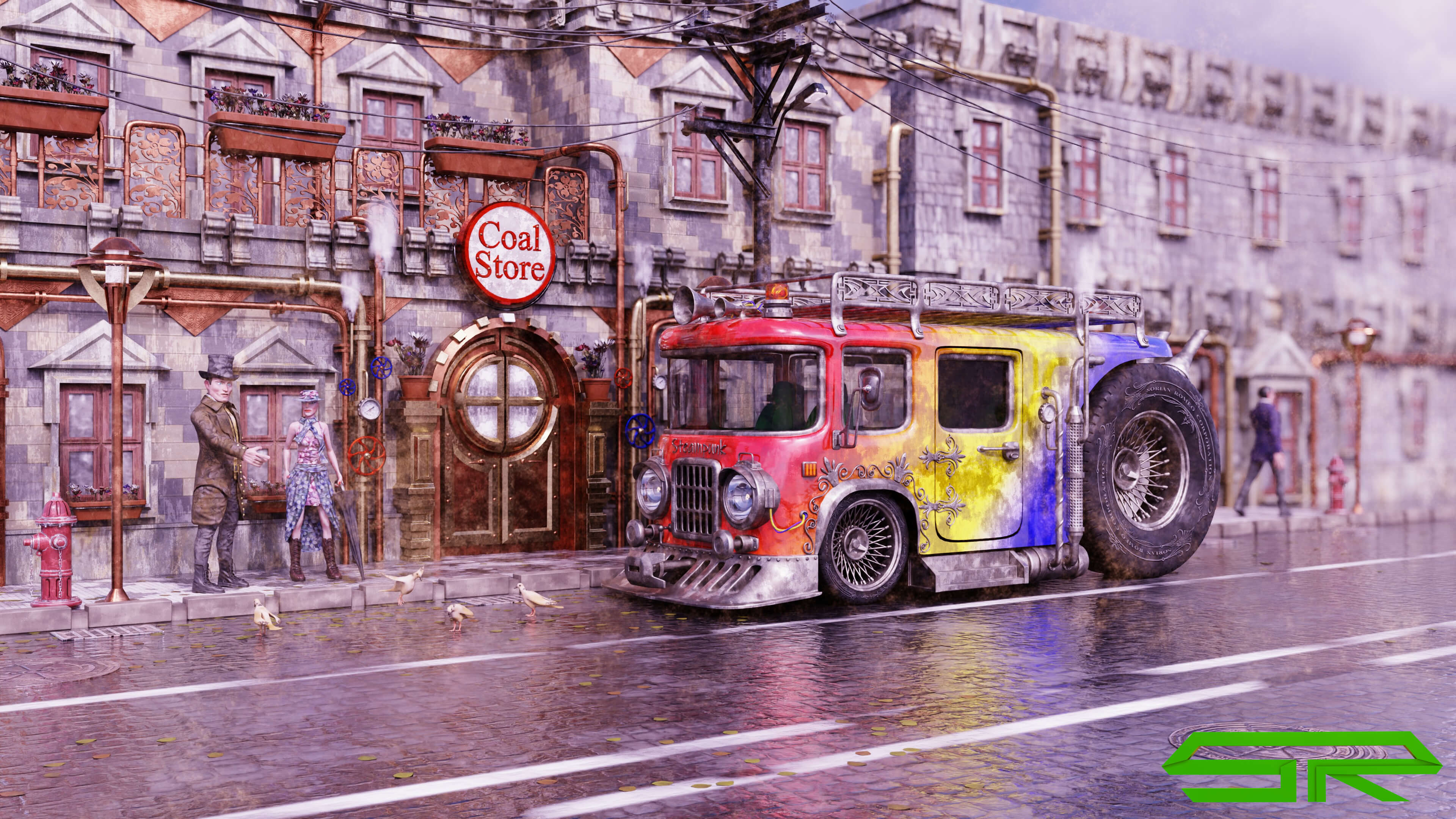 Steampunk Van 3D Render, Digital Art by Sorian Romeo