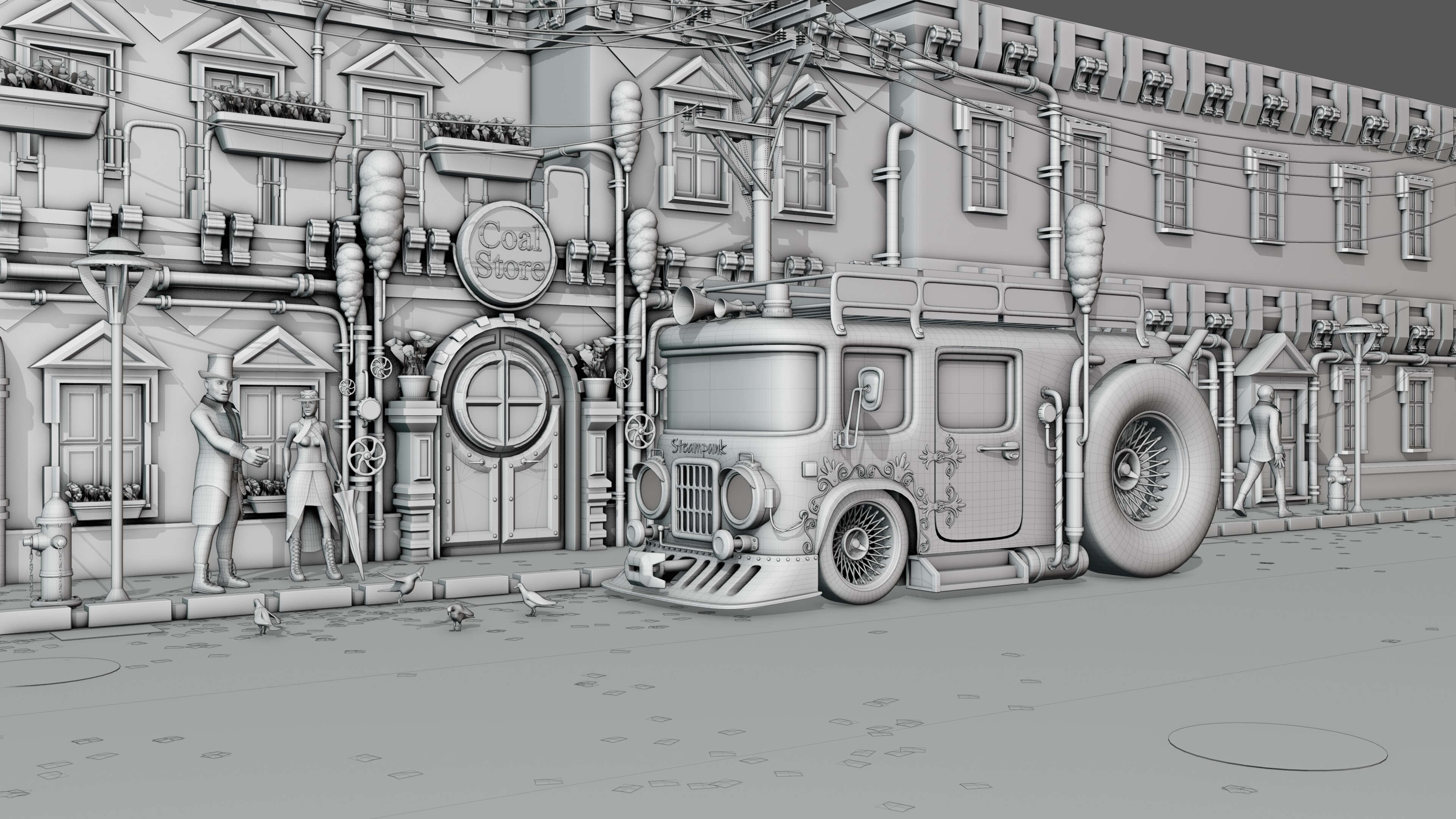 Steampunk Van 3D Render, Digital Art by Sorian Romeo