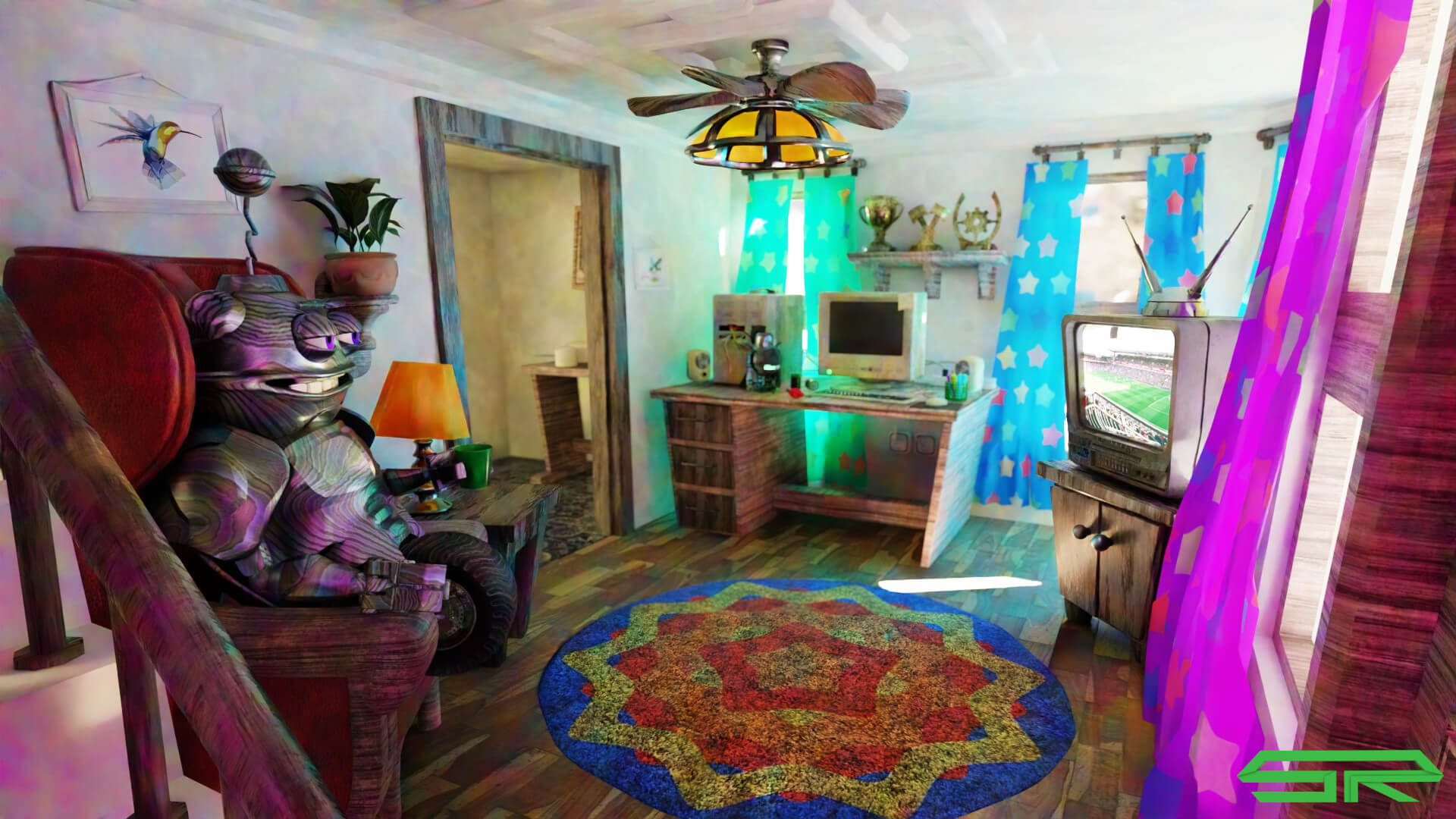 Watching TV 3D Render, Digital Art by Sorian Romeo