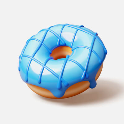 Blue Donut With Topping - 3D Model by SoulDELF