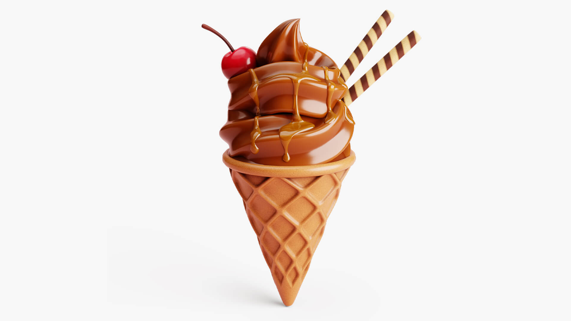 Chocolate Ice Cream Cone - 3D Model by SoulDELF