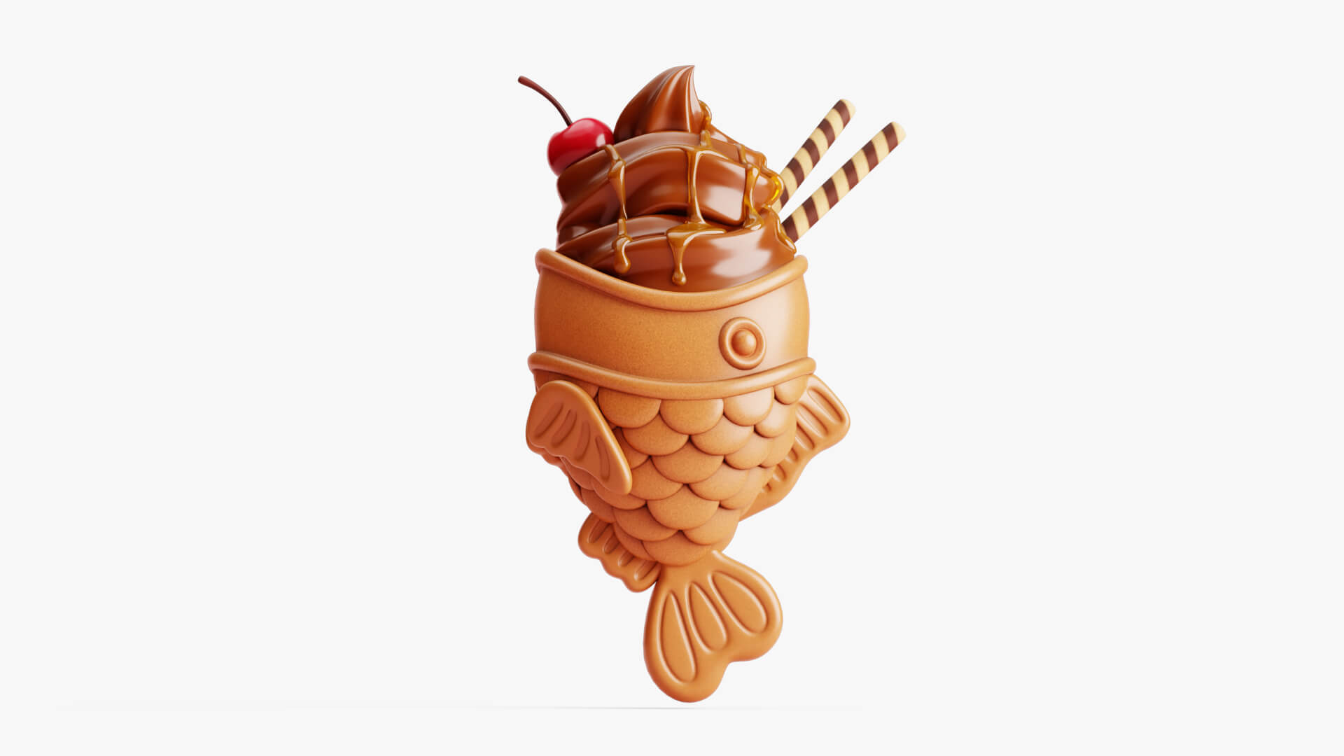 Chocolate Taiyaki Ice Cream Stylized - 3D Model by SoulDELF