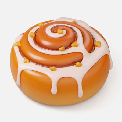 Cinnamon Roll with Icing and Nuts - 3D Model by SoulDELF