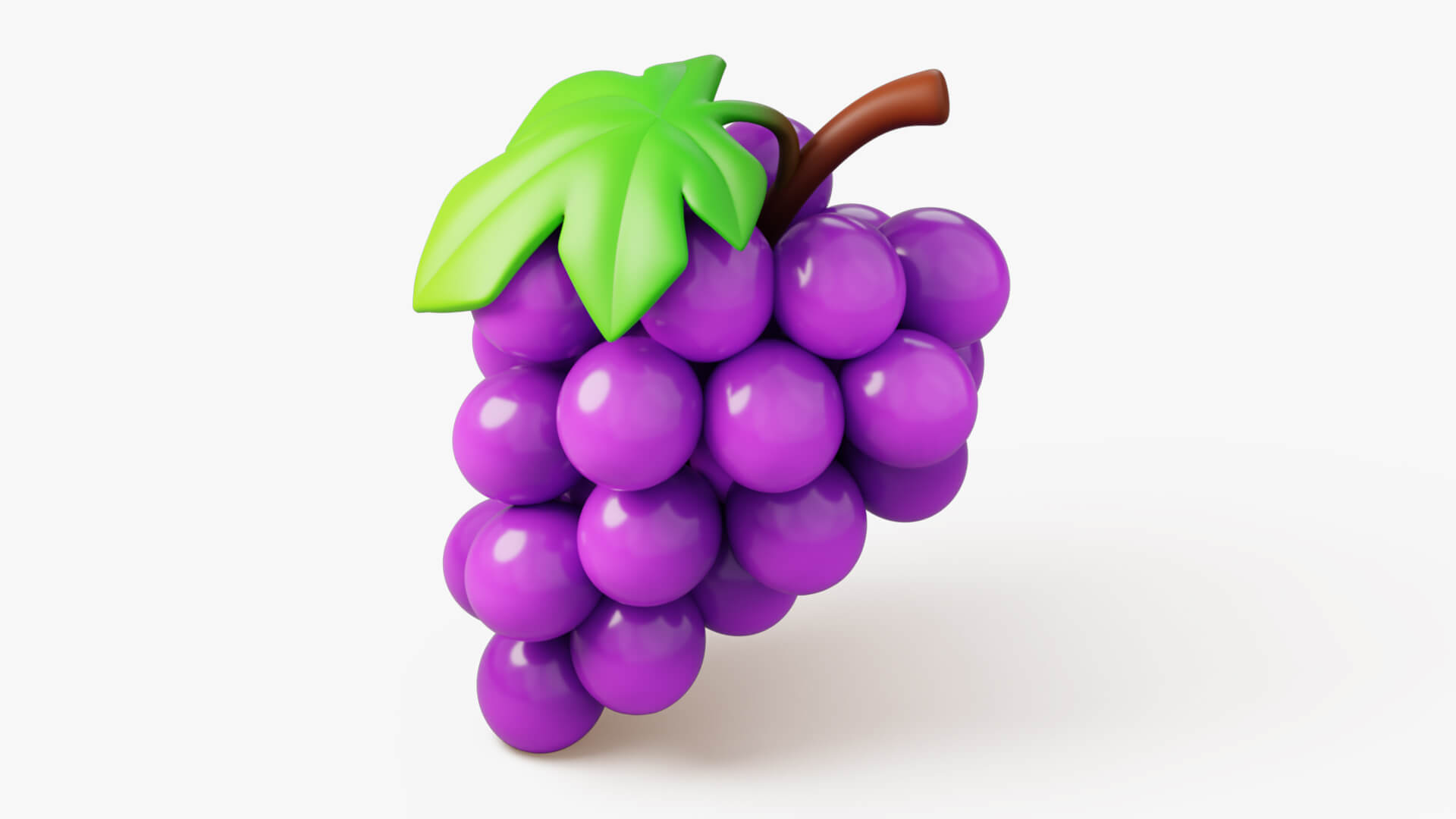 Grapes with Leaf Stylized - 3D Model by SoulDELF