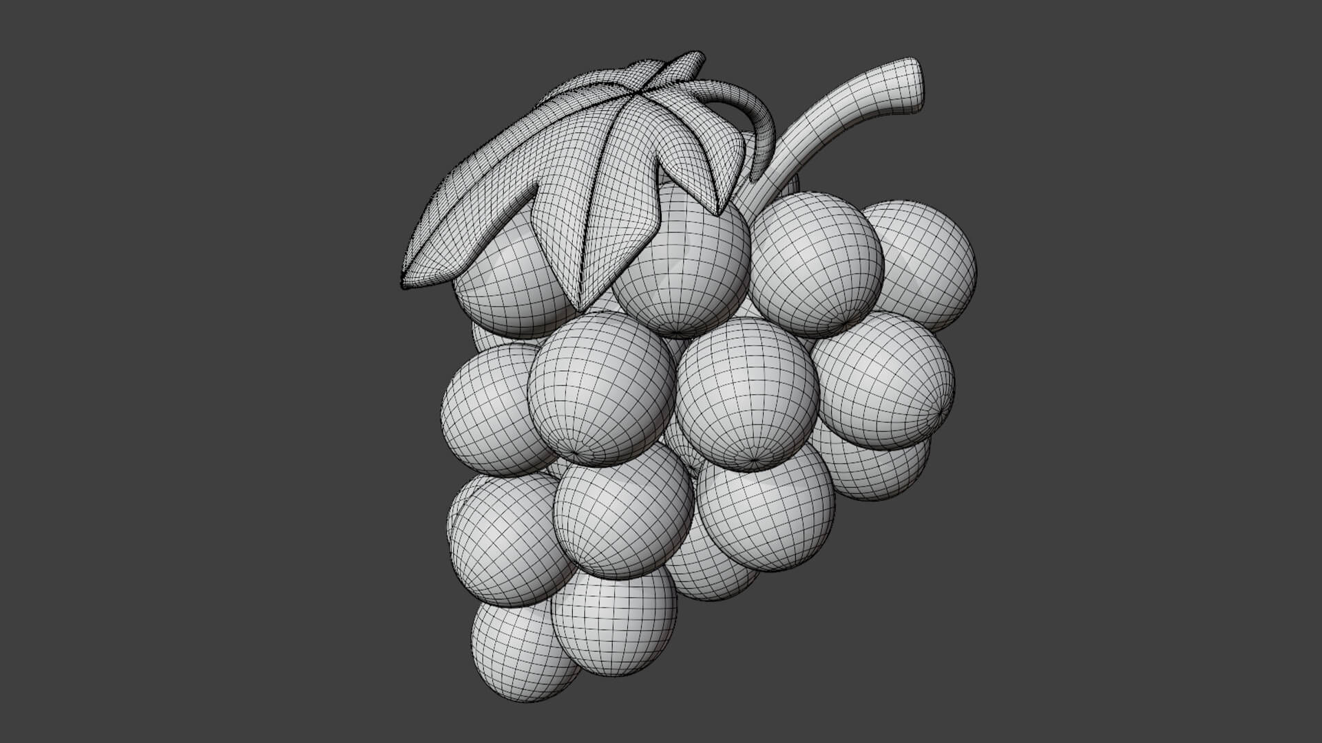 Grapes with Leaf Stylized - 3D Model by SoulDELF