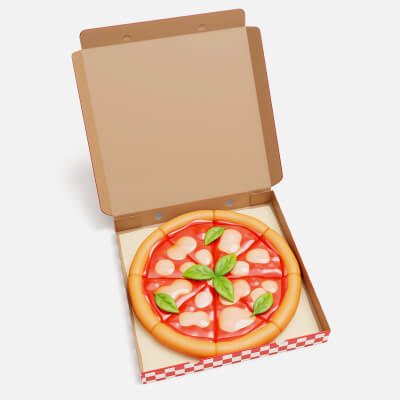 Margherita Pizza in Box Stylized - 3D Model by SoulDELF