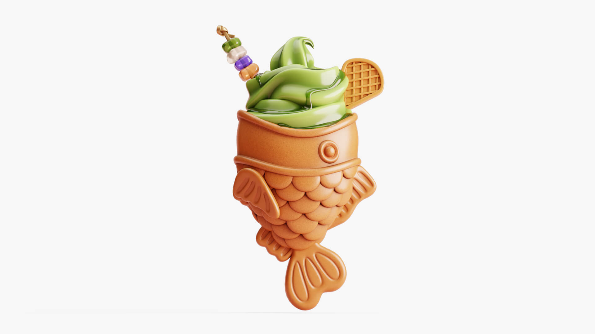 Matcha Taiyaki Ice Cream Stylized - 3D Model by SoulDELF