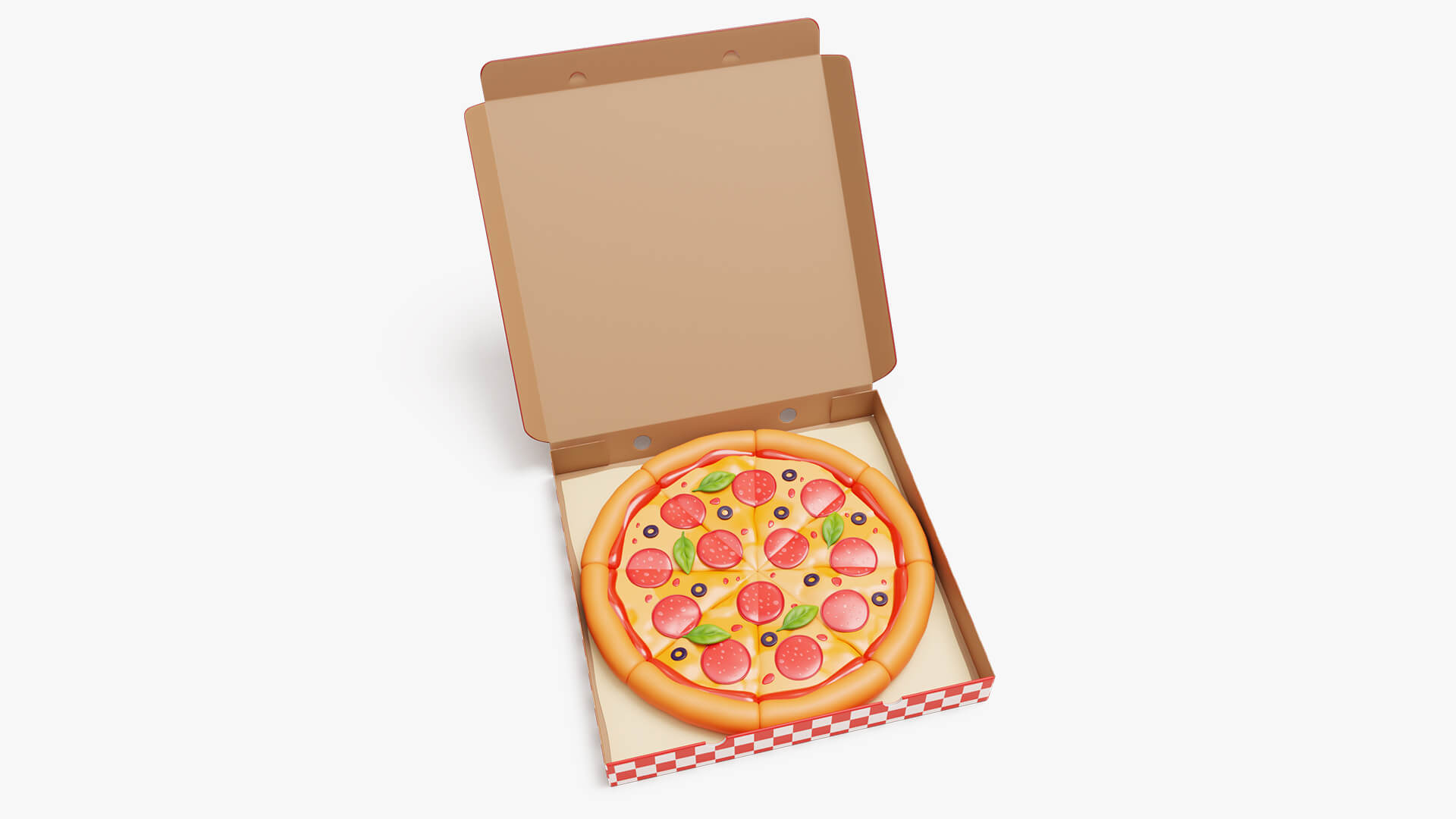 Pepperoni Pizza in Box Stylized - 3D Model by SoulDELF