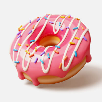 Pink Donut Stylized - 3D Model by SoulDELF